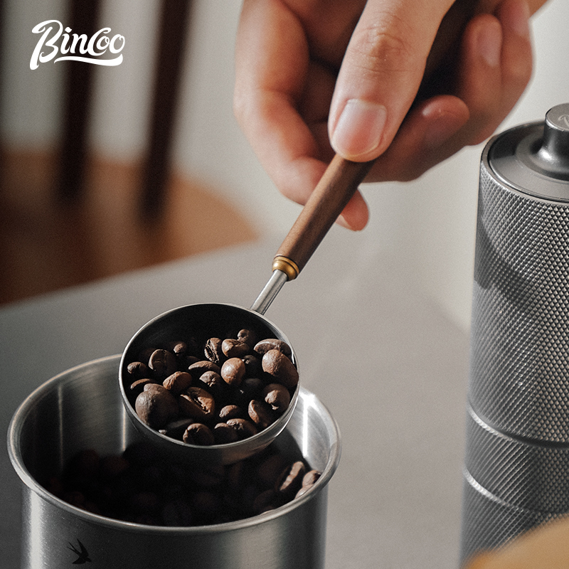 Bincoo Thìa cà phê cán gỗ óc chó cán dài thìa đo bột cà phê thìa inox 304 hạt cà phê thìa đặc ...
