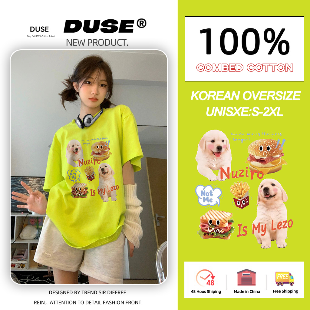 「DUSE」Áo Thun 100% cotton Tay Ngắn Cổ Tròn In Họa Tiết Hoạt Hình Màu ...