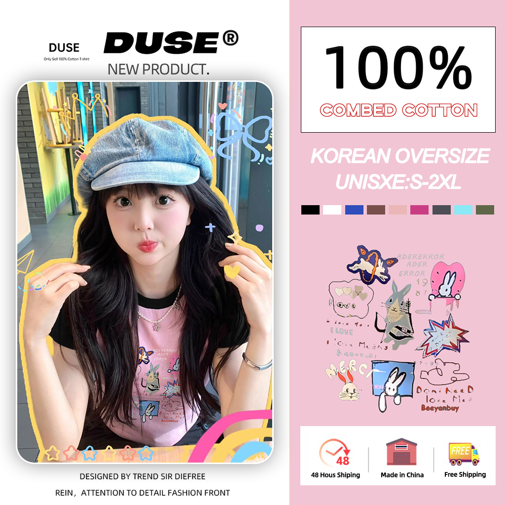 「DUSE」Áo Thun 100% cotton Baby Tee Tay Ngắn Cổ Tròn In Họa Tiết Hoạt ...