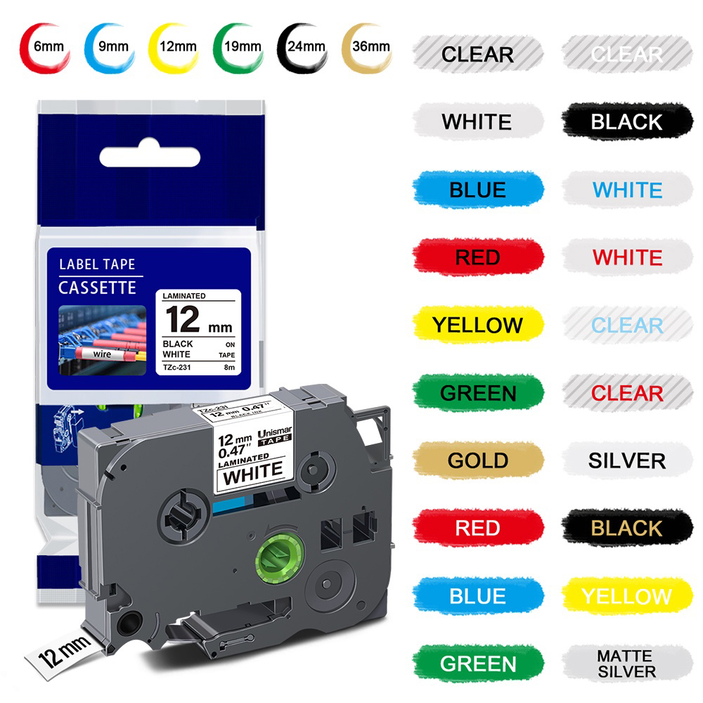 Tương thích với băng Brother TZe 6/9/12mm Băng dán nhãn nhiều lớp Brother tze231 tze221 TZE Tape ...
