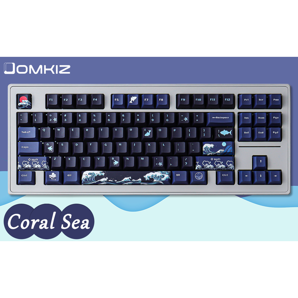 Black Coral Sea Keycaps, 61/64/68/84/87/104/108 Keycaps CHERRY PBT ...