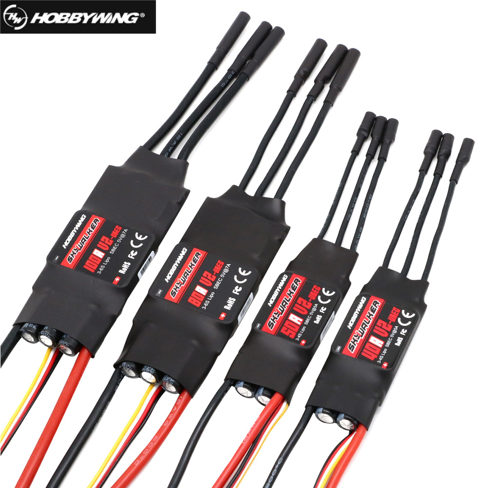 Hobbywing brushless esc 40a 50a 80a 100a v2 drone esc 2-4s bộ điều khiển tốc độ skywalker với ...