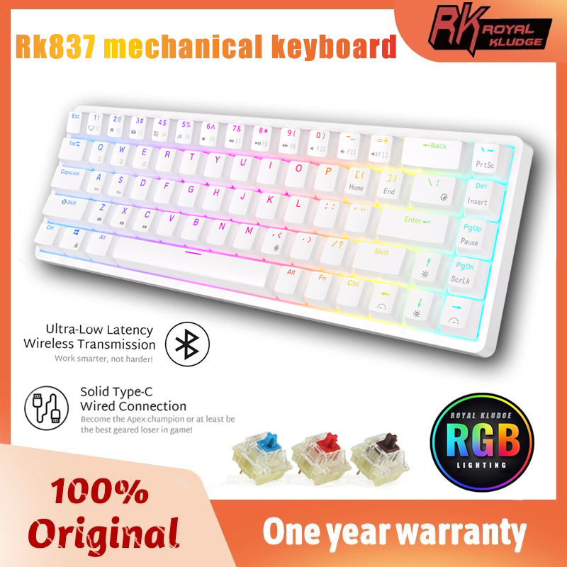 Bàn phím cơ không dây mini RK ROYAL KLUDGE RK837/ G68 3 chế độ chiếu sáng RGB 60% | Shopee Việt Nam