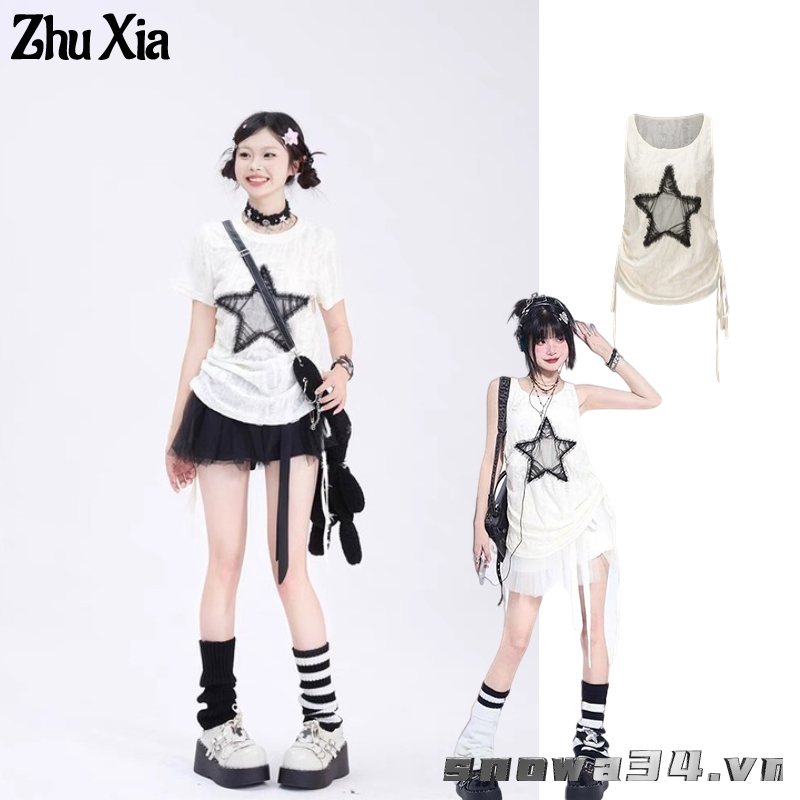 Zhu Xia Áo Thun Không Tay Y2K Dáng Rộng Thời Trang Mùa Hè Cho Nữ ...