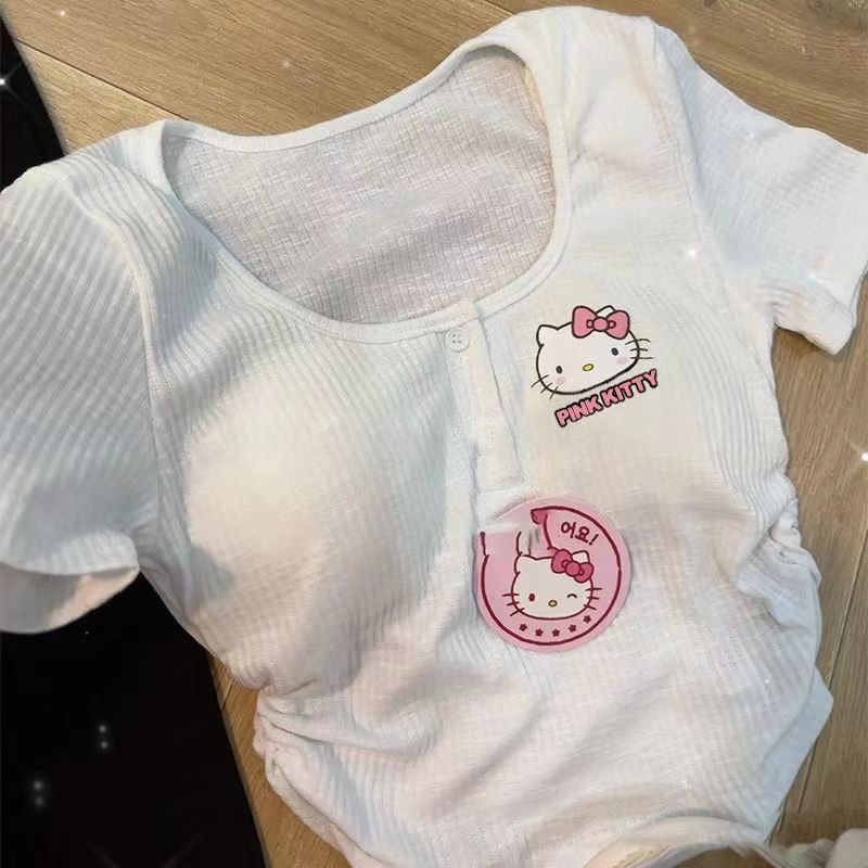 Cô Gái Nhật Bản hello kitty In Hình Áo Thun Nữ Thoáng Khí Chất Lượng ...