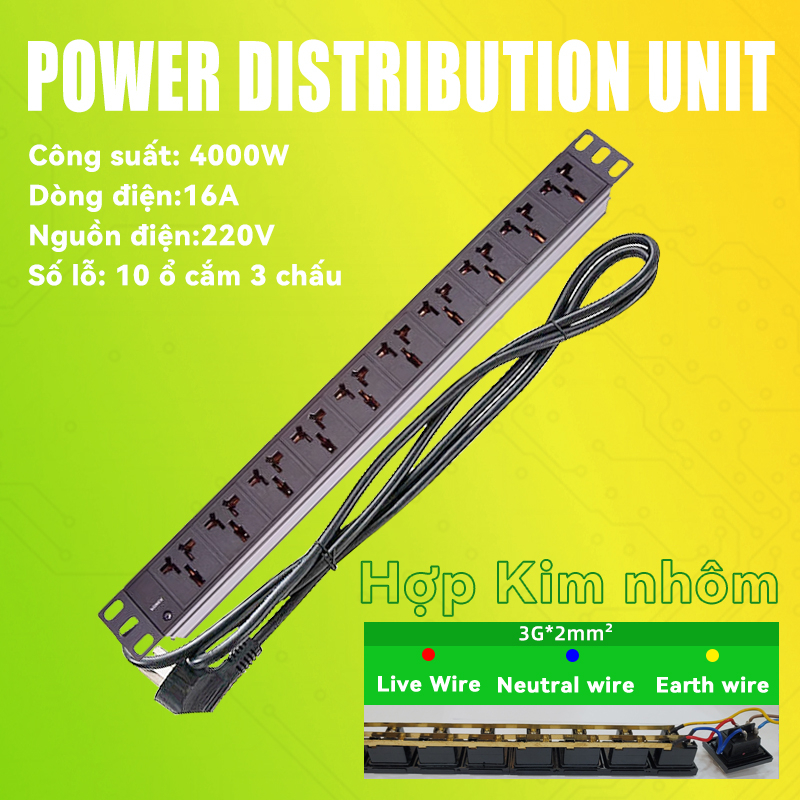 Thanh Nguồn PDU， Ổ Cắm Điện 10 Chấu 16A 4000W Metal cho tủ Mạng-Rack và Server | Shopee Việt Nam