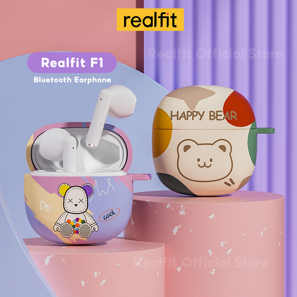Realfit F1 TWS Tai nghe Bluetooth mini với Microphone và vỏ bảo vệ phim ...