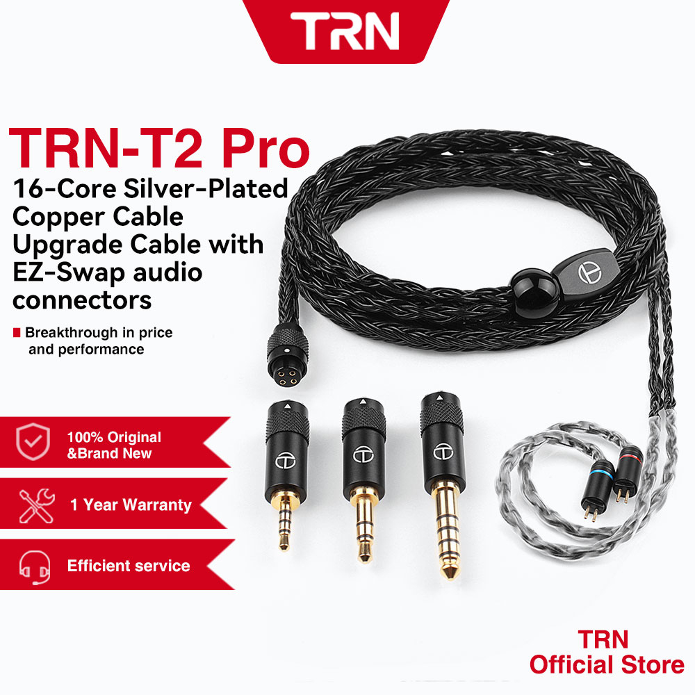 Dây cáp tai nghe TRN T2 Pro 16 lõi mạ bạc nâng cấp HIFI QDC//MMCX/0.75/0.78 MT1 MT1 PRO CS2 ST1 ...