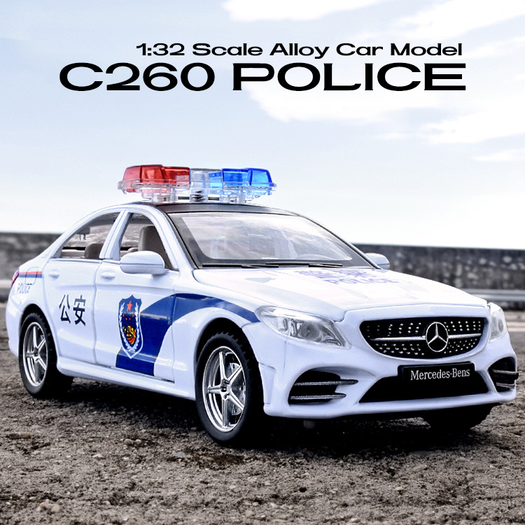 Grum 1: 32 scale benz c260l police alloy car model hiệu ứng ánh sáng và ...