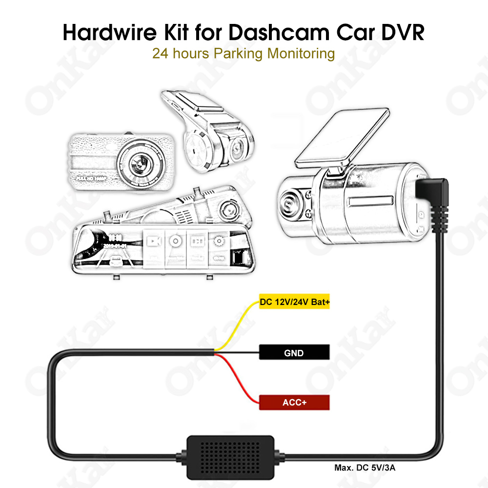 Dash Cam Hardwire Kit Buck Line Cáp Chuyển Đổi USB Cho Dashcam Gương ...
