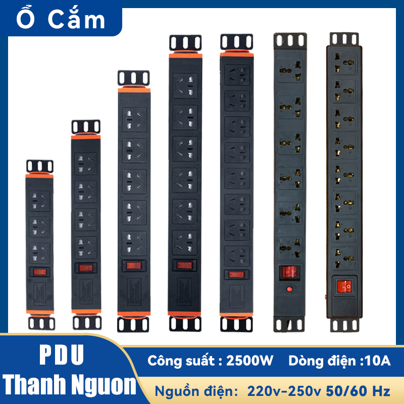 Thanh Nguồn PDU, Ổ Cắm Điện 6 Chấu 8 Chấu 10A 2500W 250V, 3/4/5 Chấu，Đa Năng Lắp Tủ Rack 19 inch ...