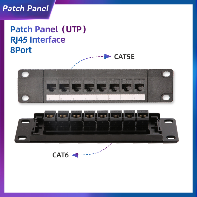 Patch Panel 8port Thanh đấu nối 8 cổng CAT5E CAT6 UTP 1u lắp tủ rack 19 ...