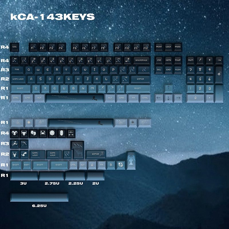 143keys Chòm Sao Gradient Keycaps KCA Profile PBT Thuốc Nhuộm 5 Mặt ...