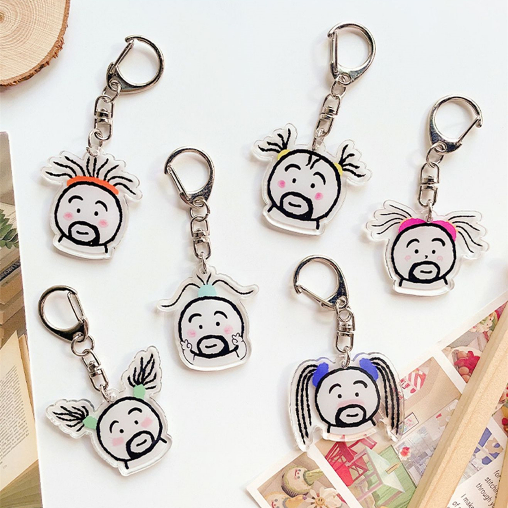 Cartoon creative beard girl acrylic keychain dễ thương vui nhộn mặt dây ...