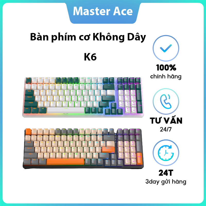 [Master ace]Bàn phím cơ Không Dây Bluetooth K6BT Attack Gaming Nâng Cấp ...