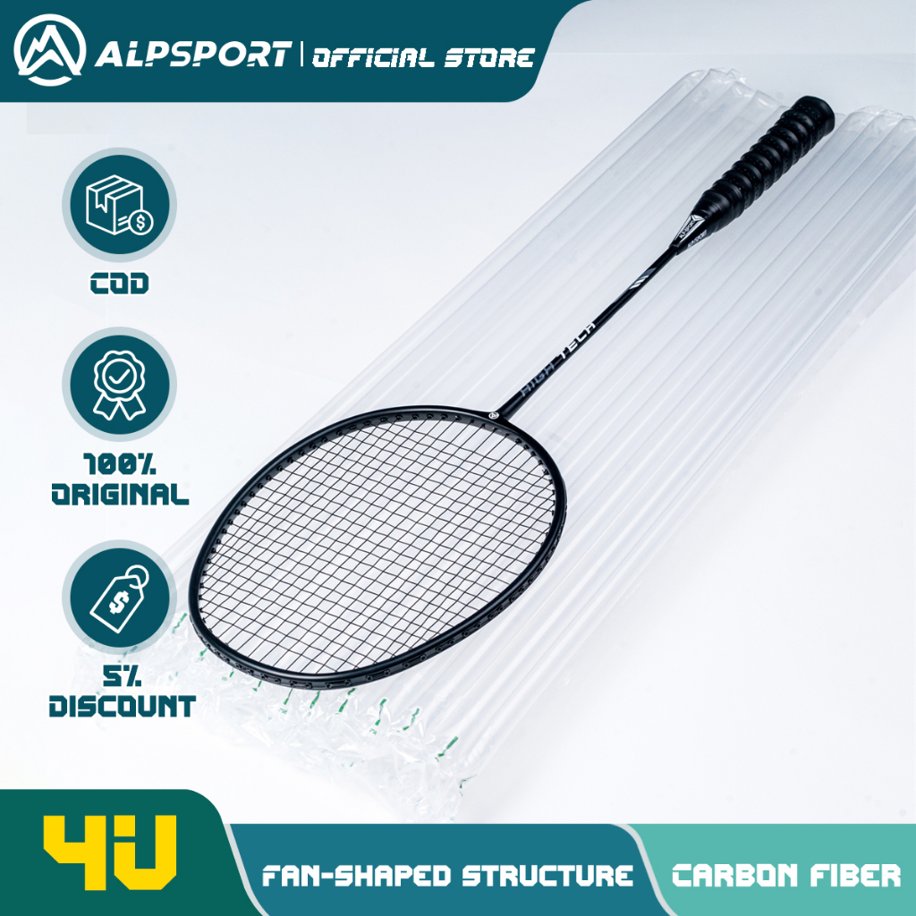 ALPSPORT RR 4U 10kg 22LBS G5 Raket Bulu Tangkis Hitam Desain Asli ...