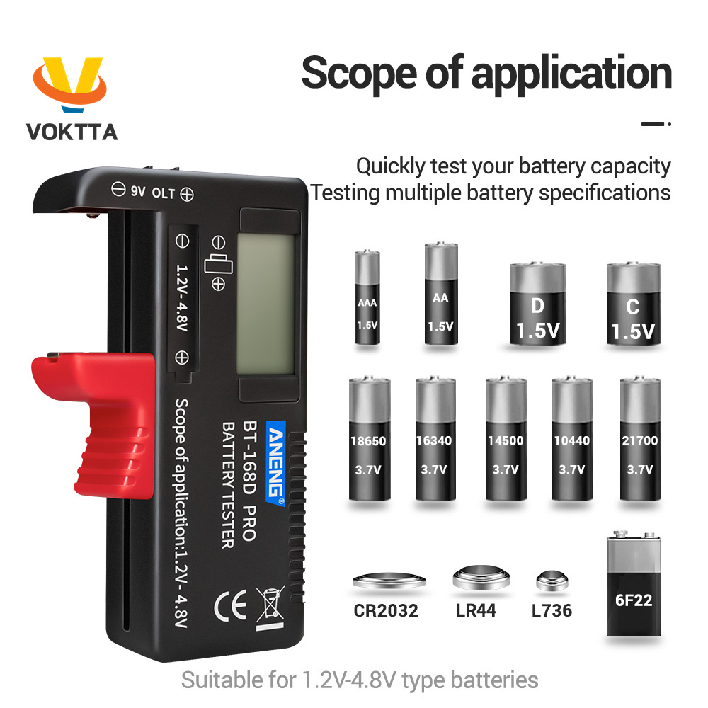 Thiết Bị Kiểm Tra Dung Lượng Pin Kỹ Thuật Số VOKTTA BT-168 PRO Cho Pin 18650 14500 Lithum 9V 3 ...