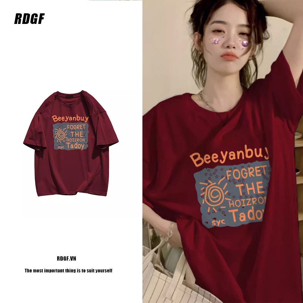 Rdgf Áo Thun Nữ Ngắn Tay oversize Màu Đỏ Thời Trang | Shopee Việt Nam