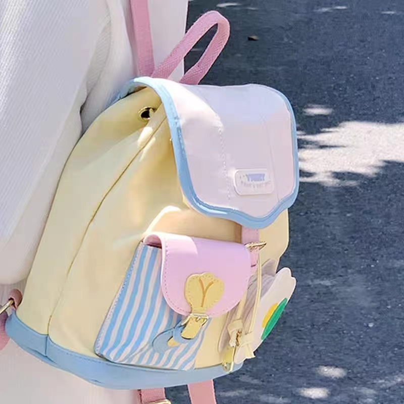 Jivil Ba lô nữ phiên bản Hàn Quốc đa năng ins mini màu tương phản thời ...