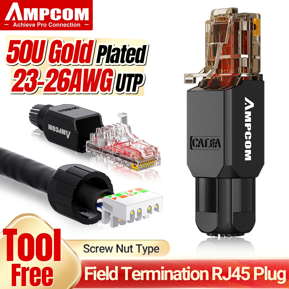 Ampcom RJ45 Tool-Less Connector Đầu nối Ethernet cắm mạng UTP, Không ...