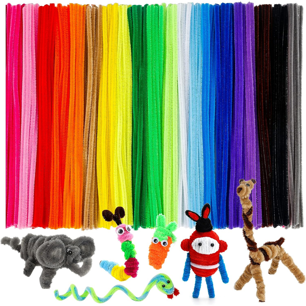 Gamma Baby-100 PCS Pipe Cleaners Craft Set, 100 Pcs Chenille Stems ...