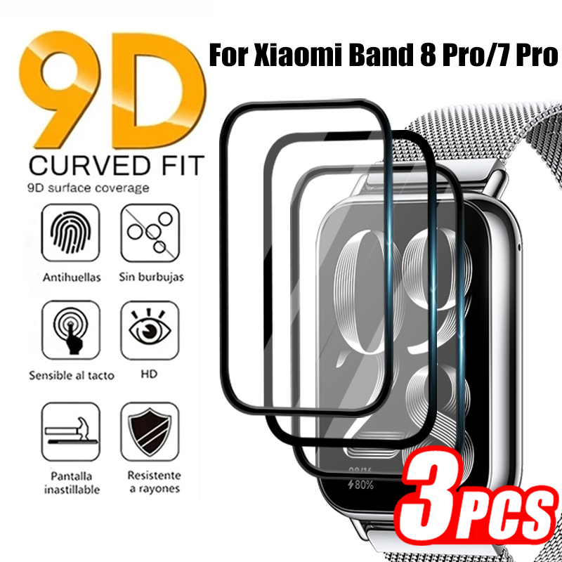 Set 3 Miếng Dán Cường Lực Viền Cong 3d Bảo Vệ Toàn Màn Hình Cho xiaomi band 8 7 pro xiami miband ...