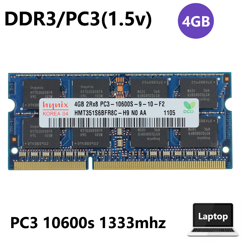 Dành Cho Hynix 4GB 2Rx8 PC3-10600s 1.5V (điện áp bình thường) DDR3 1333mhz Laptop RAM Notebook ...