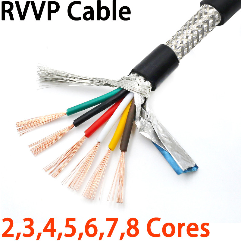 RVVP Shielded Cable 2/3/4/5/6/7/8 Core Bare Copper PVC Insulated Control Line Signal Wire Cuộn ...