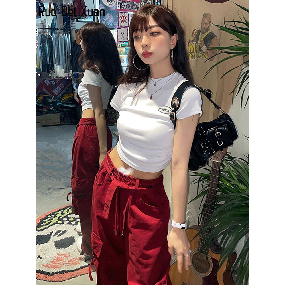 Ruo Bei Xuan Áo Thun Tay Ngắn Dáng Ôm Màu Trơn Phong Cách Hàn Quốc Thời ...