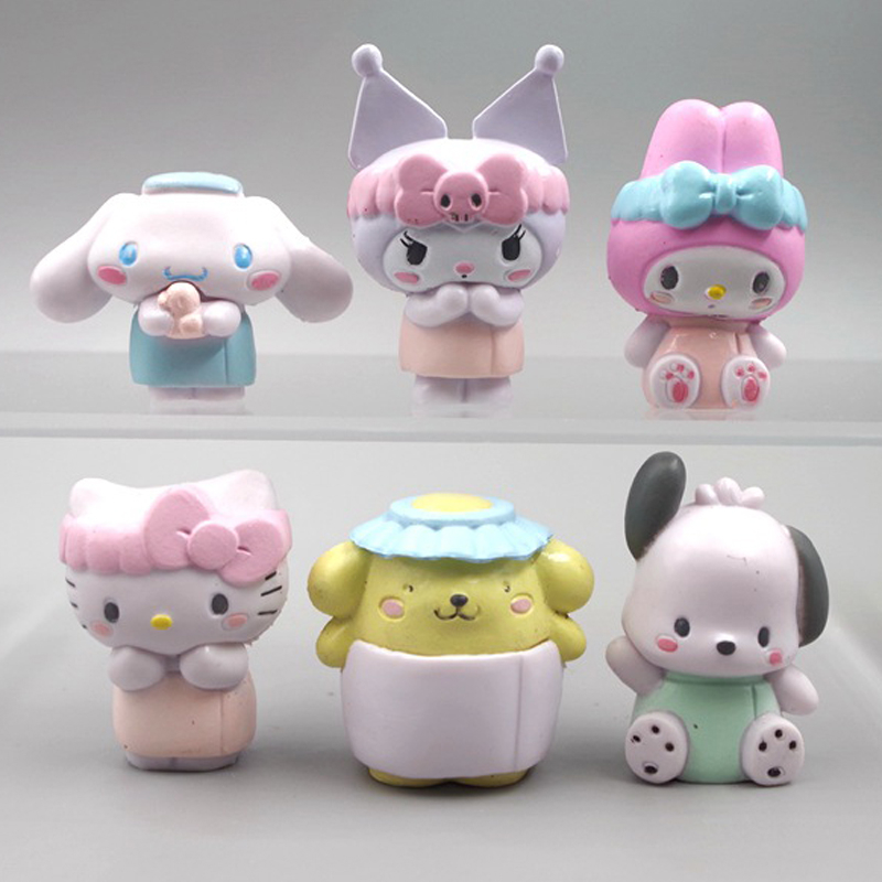 SANRIO Set 6 Mô Hình Mô Phỏng Nhân Vật Phim Hoạt Hình hello kitty ...