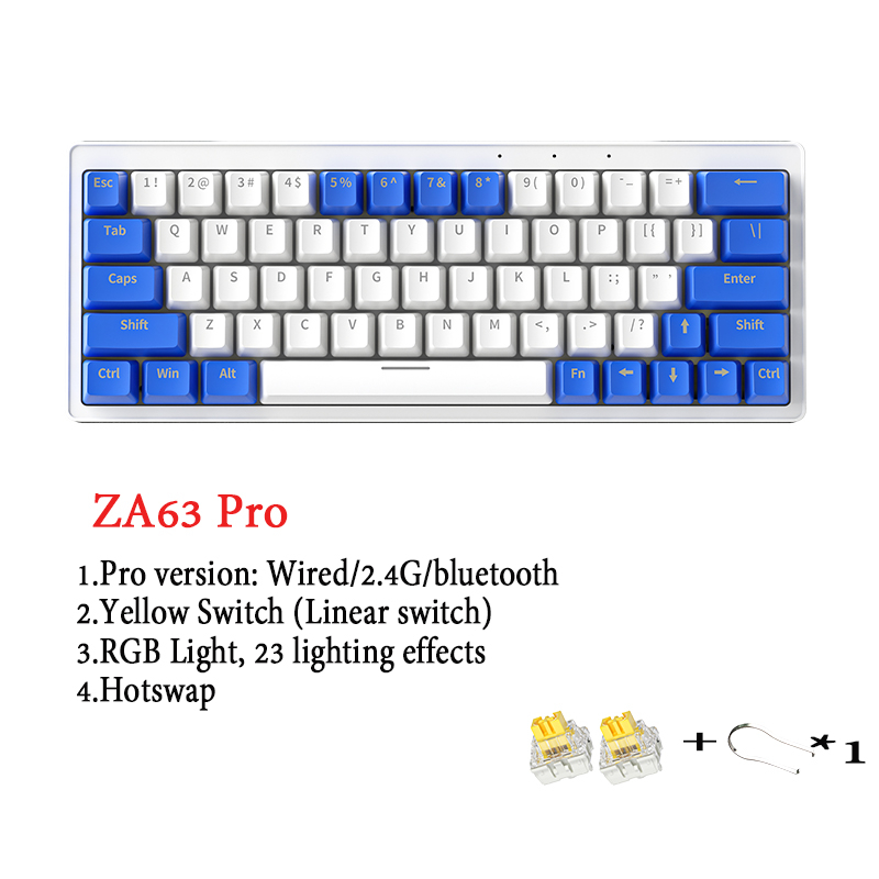 ZIFRIEND ZA63 Bàn Phím Cơ Hotswap Không Dây 2.4G/BT/Có Dây Đèn Nền RGB ...
