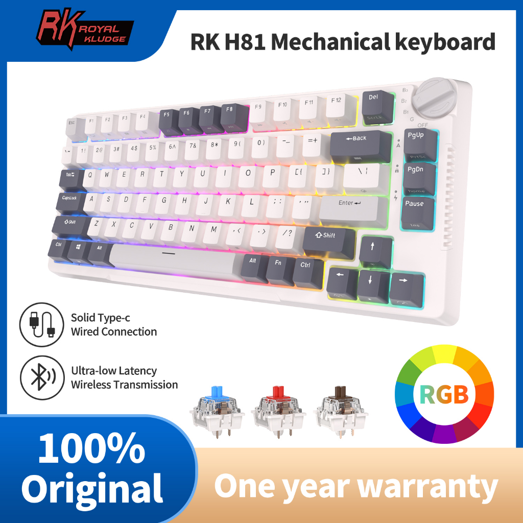 Rk H81 RK ROYAL KLUDGE 81 Cấu trúc đệm chính Tri-Mode RGB Có dây ...