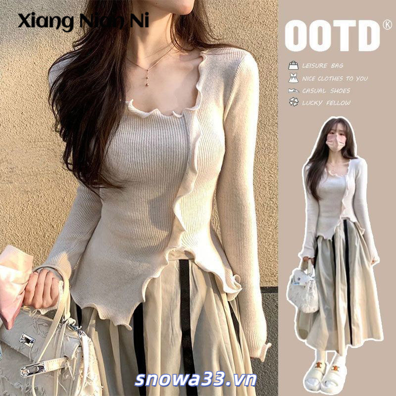 Áo dệt kim XIANG NIAN NI mỏng tinh khiết thời trang thu đông sexy ngọt ngào cho nữ | Shopee Việt Nam