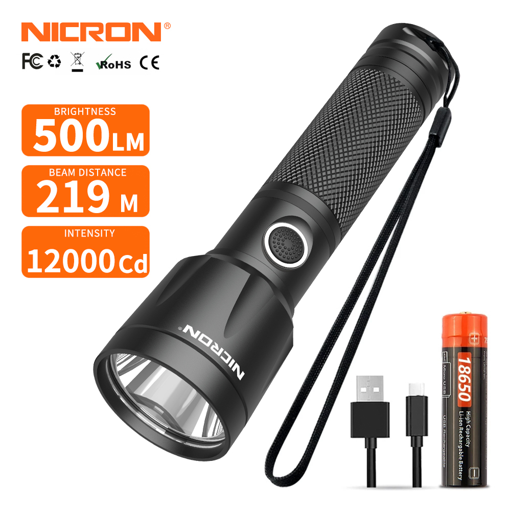Nicron Đèn Pin g71 500 lumens Siêu Dài 219M Chống Thấm Nước Có Thể Sạc ...