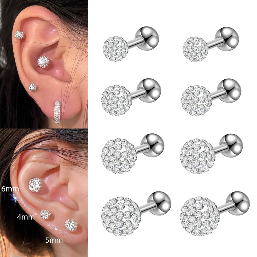 1 Khuyên Tai Dạng Hạt Tròn Bằng Thép Không Gỉ 3 / 4 / 5 / 6mm 20g / 16g | Shopee Việt Nam