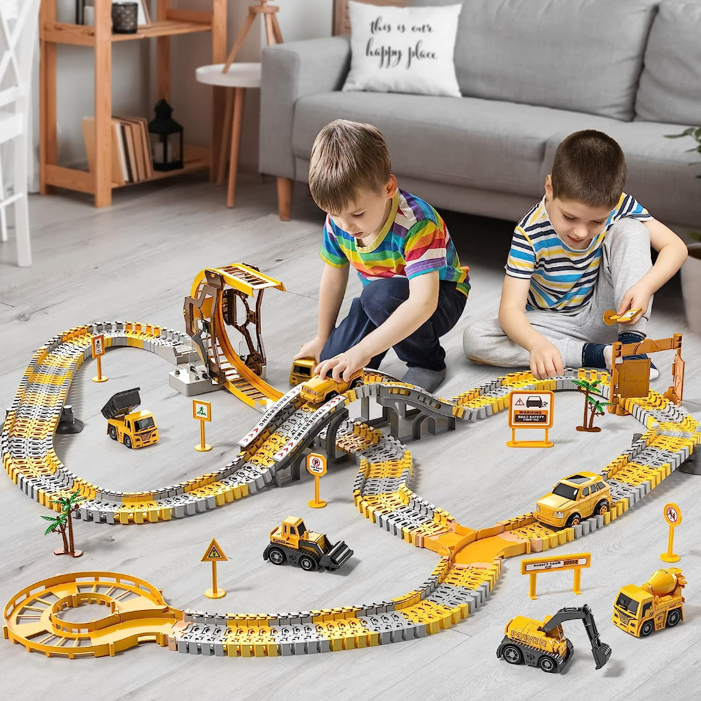 Gamma Baby-Construction Race Tracks for Kids Toys, Cars, 1 Flexible DIY ...