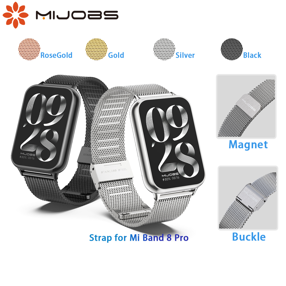 Mijobs Milanese Dây đeo cho Mi Band 9 Pro Vòng đeo tay kim loại cho ...