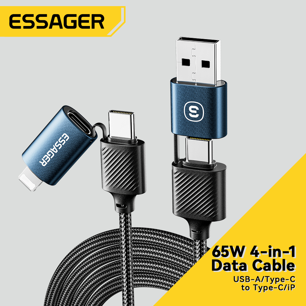 Dây cáp sạc ESSAGER 4 trong 1 USB Type C ios 65W fsat cho điện thoại | Shopee Việt Nam