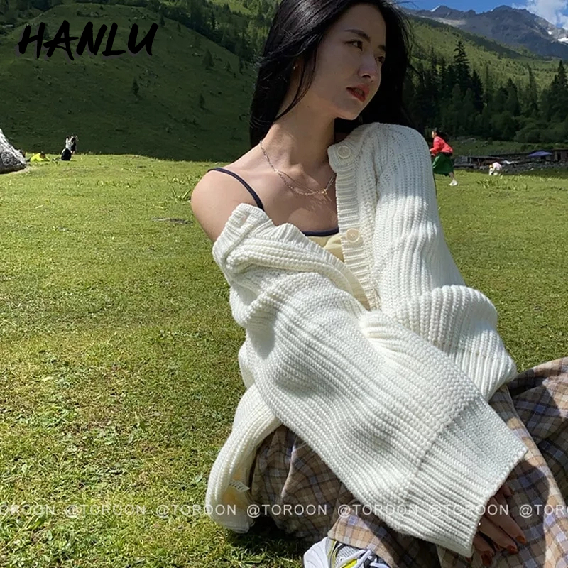 HANLU Áo Khoác Len Cardigan Trước Và Sau Thiết Kế Hai Lớp Bằng Vải Cotton Cho Nữ | Shopee Việt Nam