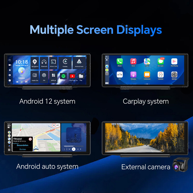 Elkeva 8 Core 4 + 64GB Android 12 Xe DVR 5G WiFi Không Dây CarPlay Android Tự Động Ống Kính Kép ...