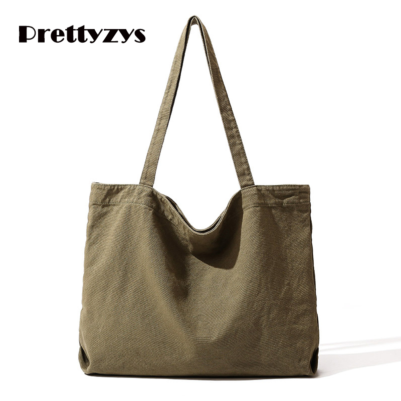 Túi tote canvas PRETTYZYS sức chứa lớn thời trang Hàn Quốc 2023 cho nữ đi mua sắm | Shopee Việt Nam