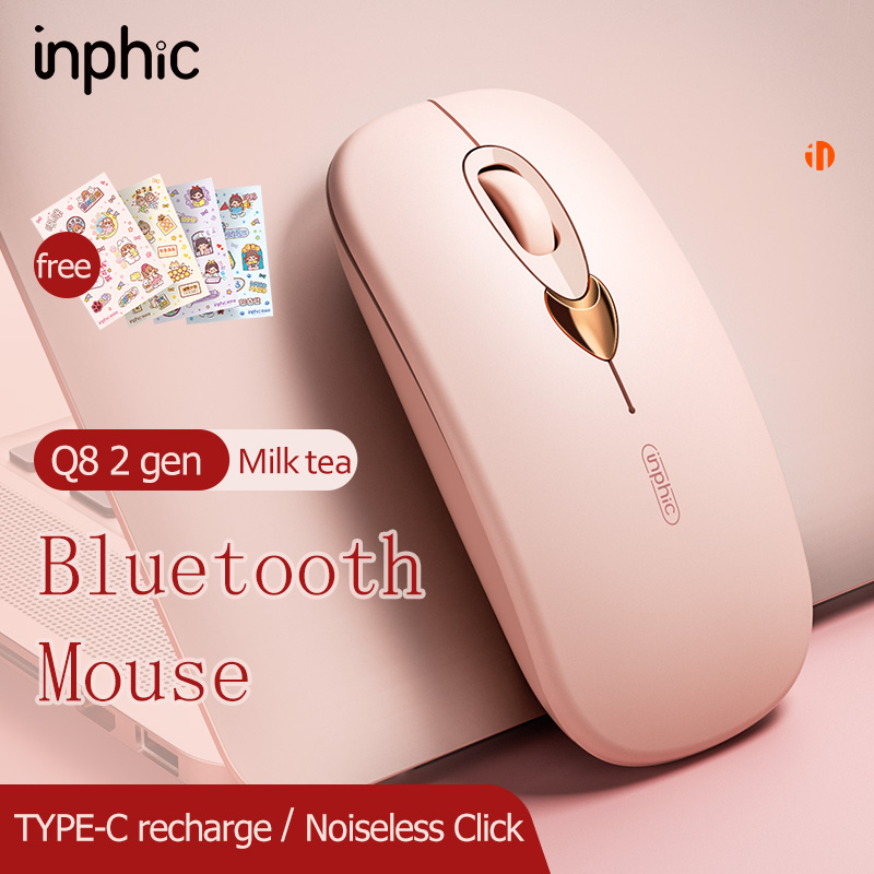 Chuột bluetooth Không Dây TEKKIN INPHIC Q8 cho máy tính màu trà sữa cực đẹp cho nữ | Shopee Việt Nam