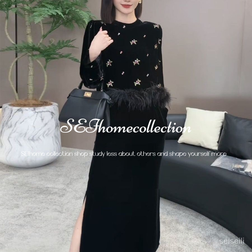 [SEI HOME] high-end design embroidery stitching brushed velvet top ...