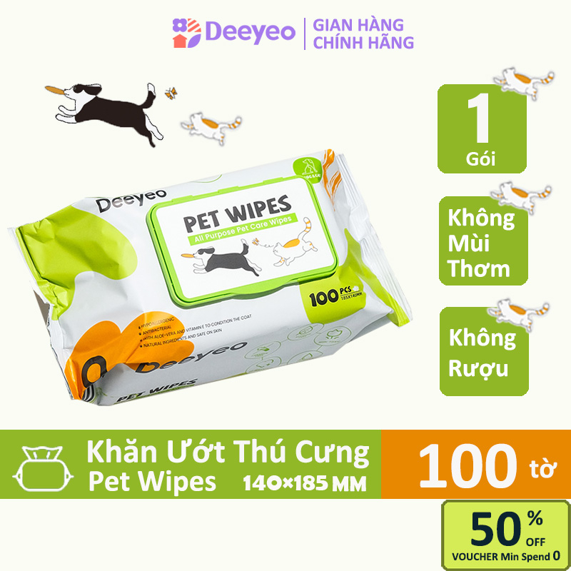 100 Tờ 6 in 1 Pet Wet Wipes Deeyeo Khăn Ướt Khăn Lau Vết Bẩn Kháng ...