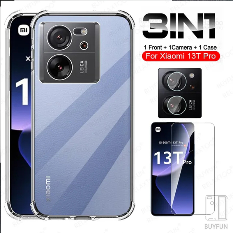 Ốp Điện Thoại Trong Suốt + Kính Cường Lực 3 Trong 1 Chống Sốc Cho xiaomi mi 13t pro mi13t t 13 ...