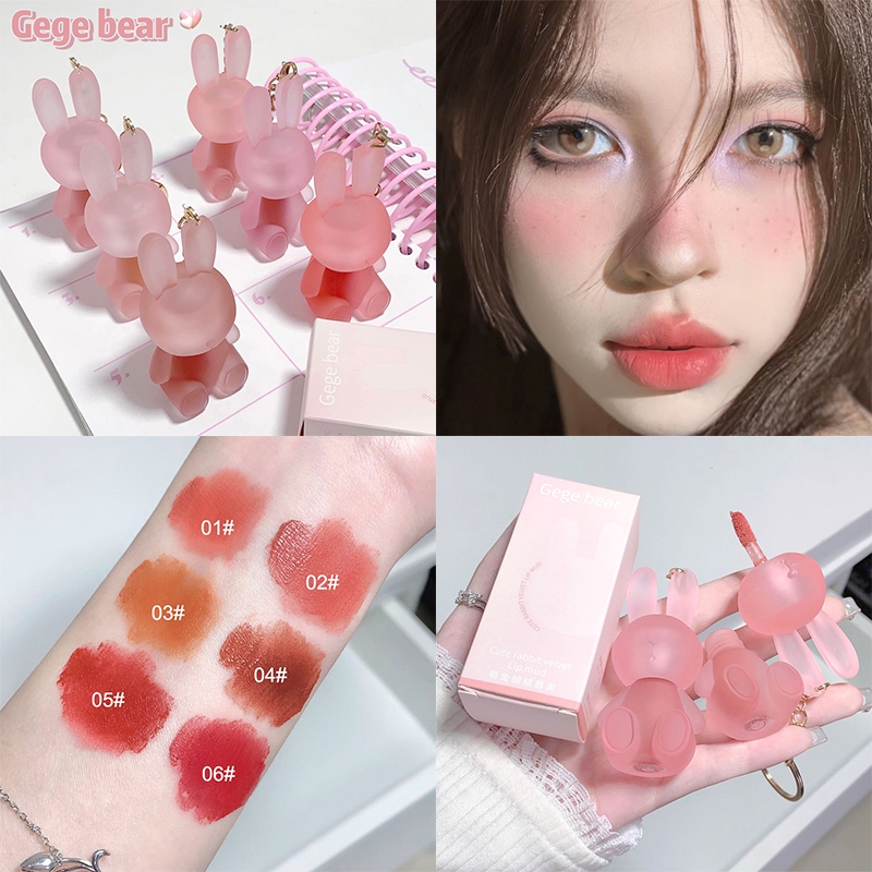 Son Môi GEGE BEAR cute rabbit velvet lip mud Dạng Lỏng Lâu Trôi Chống Thấm Nước Màu Nhung Mờ ...