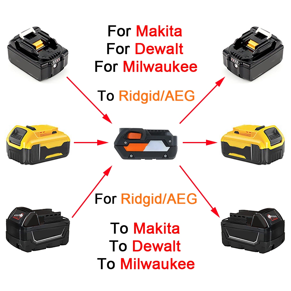 Bộ Chuyển Đổi Pin Cho Makita/Dewalt/Milwaukee Pin Li-ion 18V Chuyển Đổi Sang Ridgid/AEG 18V Pin ...