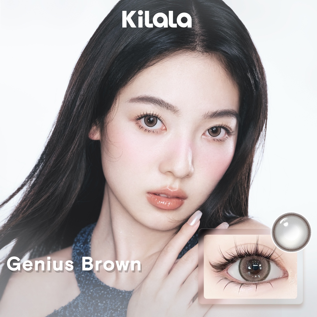 10 chiếc Kính áp tròng Kilala màu nâu Genius Brown lens cận 1 ngày DIA ...