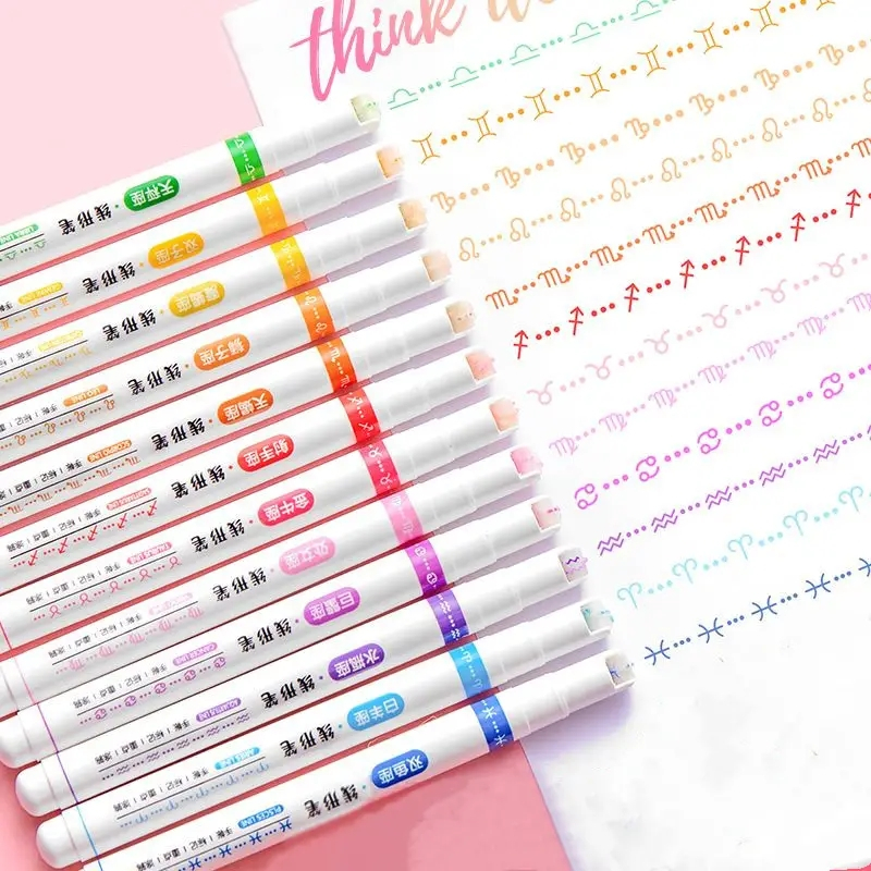 Ruixiang set 12 Bút Vẽ Graffiti Bắt Sáng Tay Cầm Cong Đường Viền Lượn ...