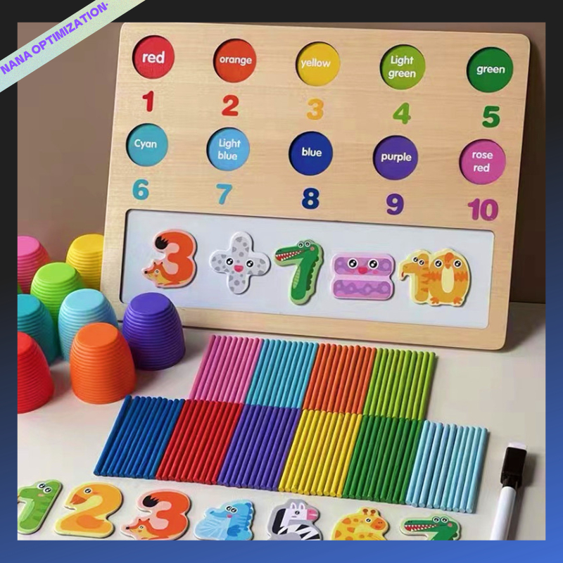Montessori's early education aids Color classification Number stick ...